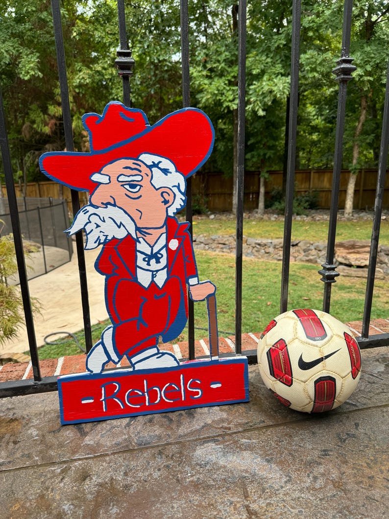 Ole Miss Colonel Reb Art Wood Sign small Col Reb Version Handmade - Etsy
