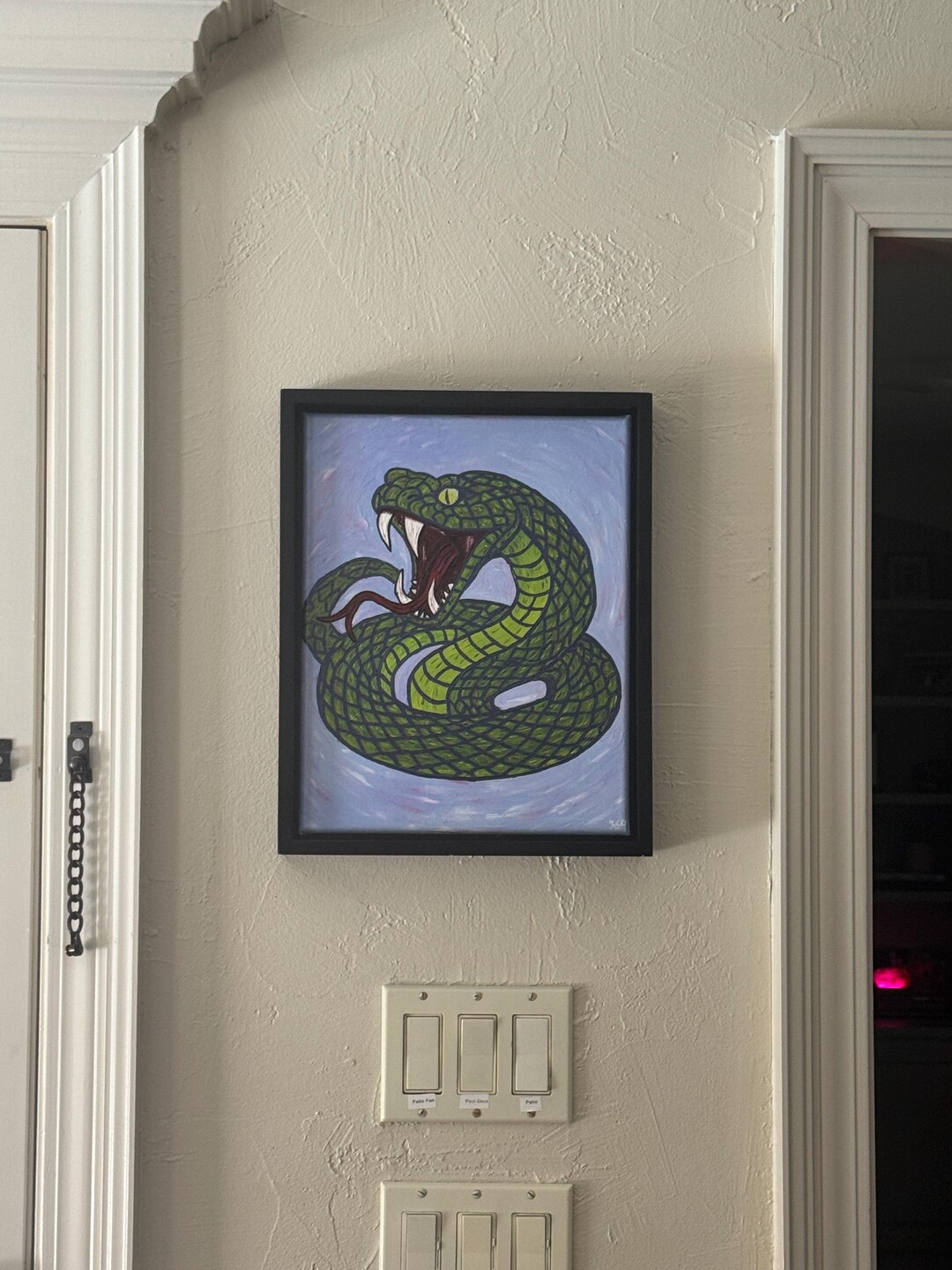 Hiss – Original Snake Acrylic Painting on 11x14 Framed Canvas With ...