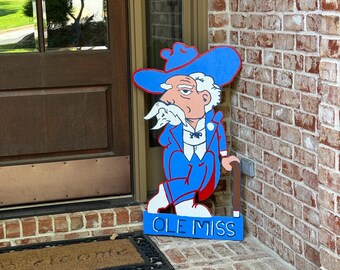 Ole Miss Colonel Reb Art Wood Sign handcrafted Ole Miss Rebel Sign - Etsy