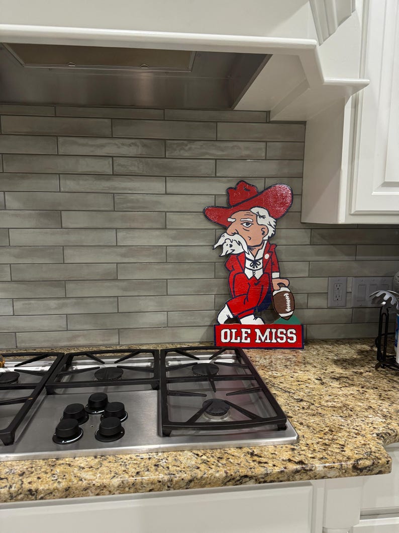 Ole Miss Football Colonel Reb Art Wood Sign small Col Reb W/ Football ...