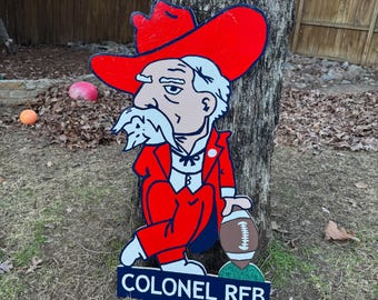Ole Miss Colonel Reb Art Wood Sign -handcrafted Ole Miss Rebel Sign - Etsy