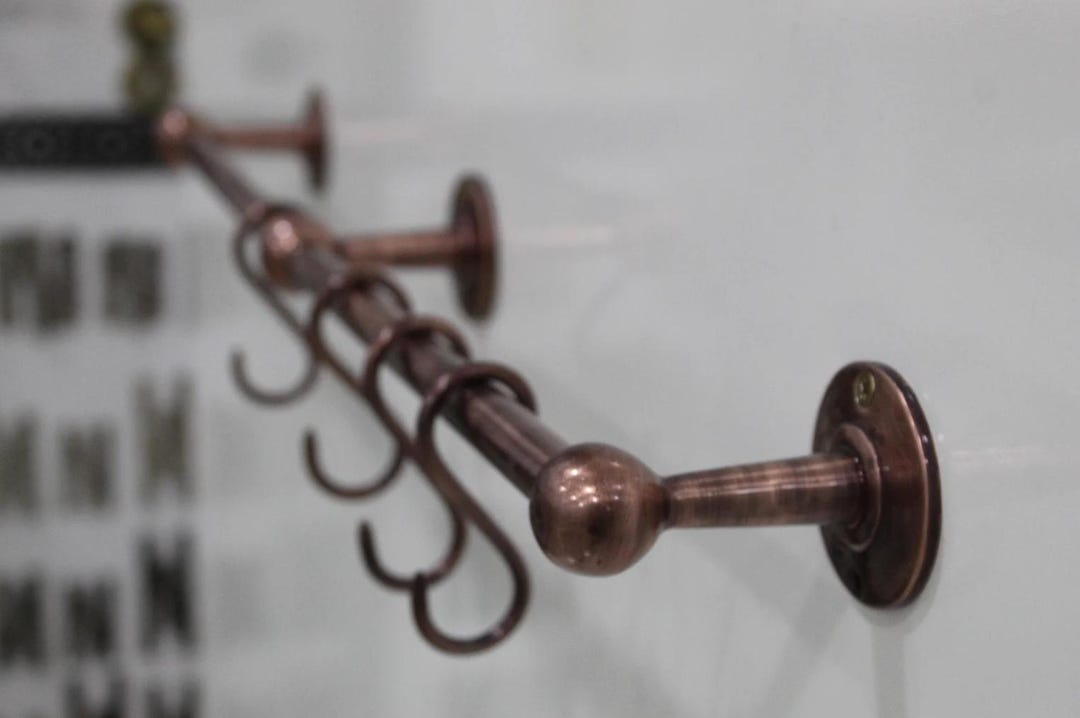 Antique Unlacquered Copper Pot Rack, Vintage Handmade Copper Pot Rack ...