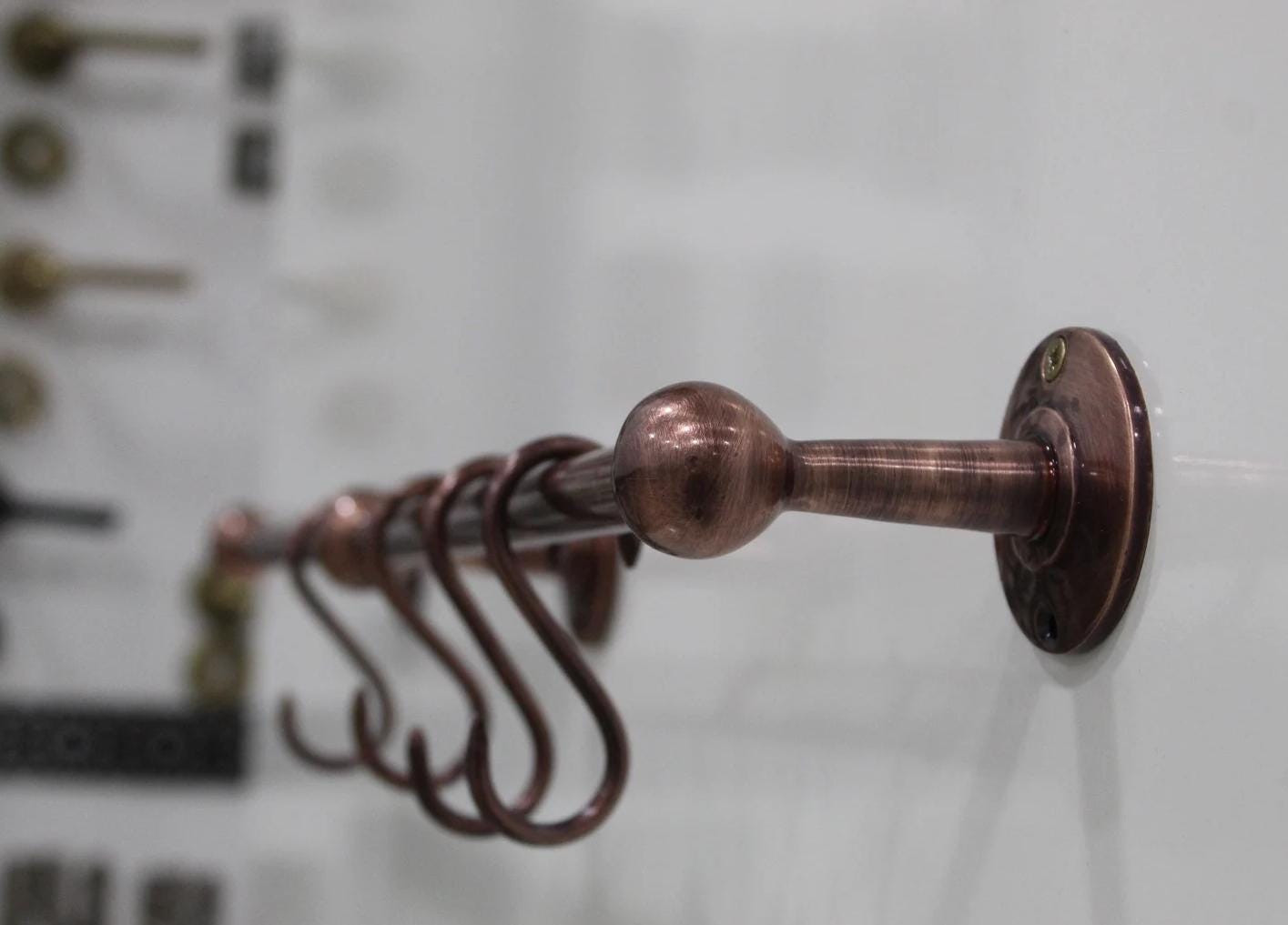 Antique Unlacquered Copper Pot Rack, Vintage Handmade Copper Pot Rack ...