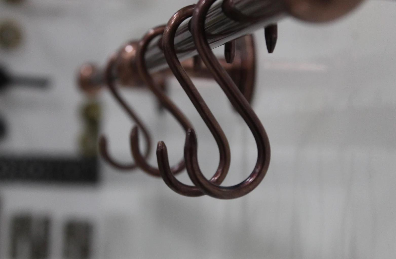 Antique Unlacquered Copper Pot Rack, Vintage Handmade Copper Pot Rack ...