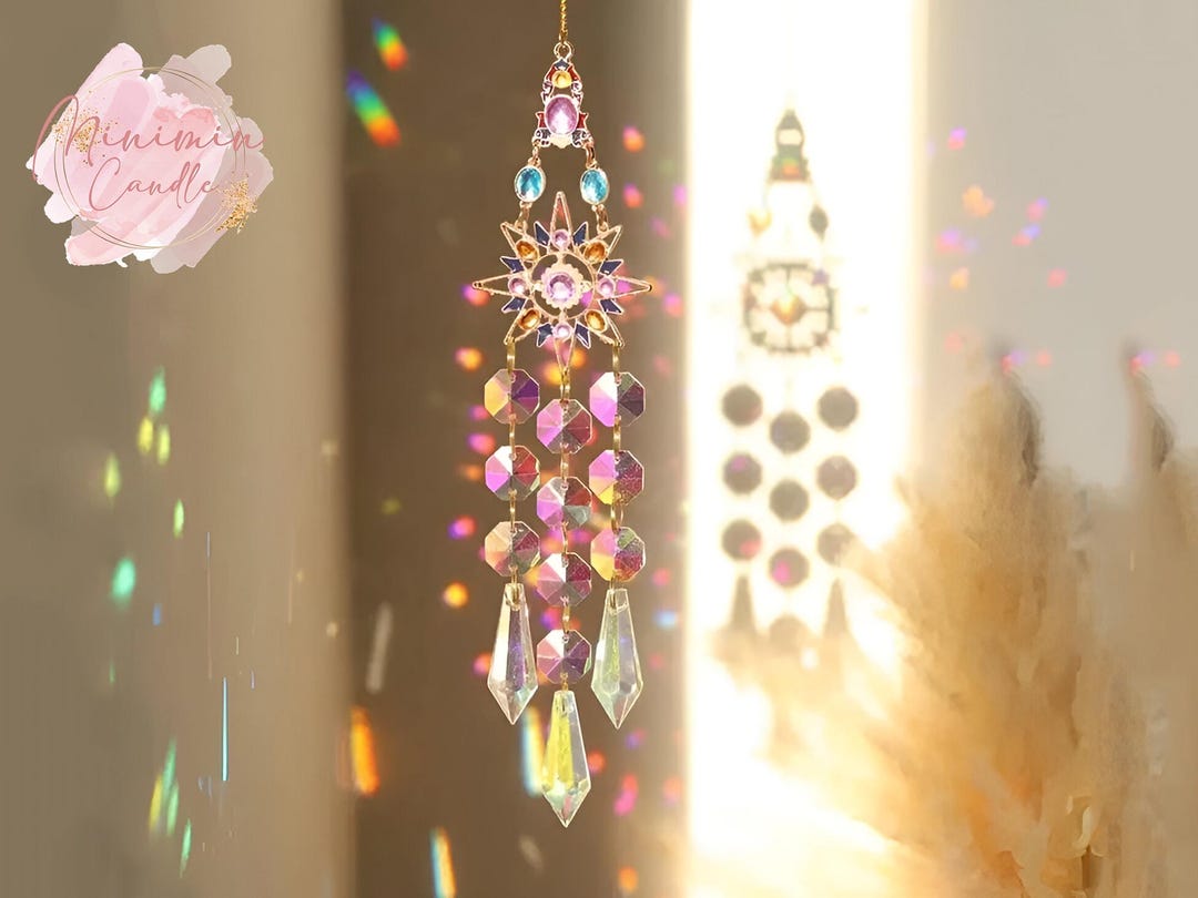 Enchanting Crystal Rainbow Maker Moon & Star Prism Suncatcher for ...