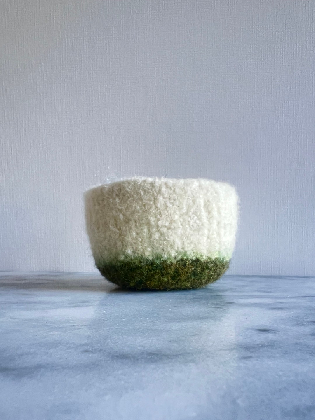 Felted Wool Bowl - White and Green Wool Bowl - Ring Dish - Etsy