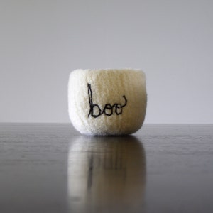Halloween Boo Bowl Felted Wool Bowl in White With - Etsy