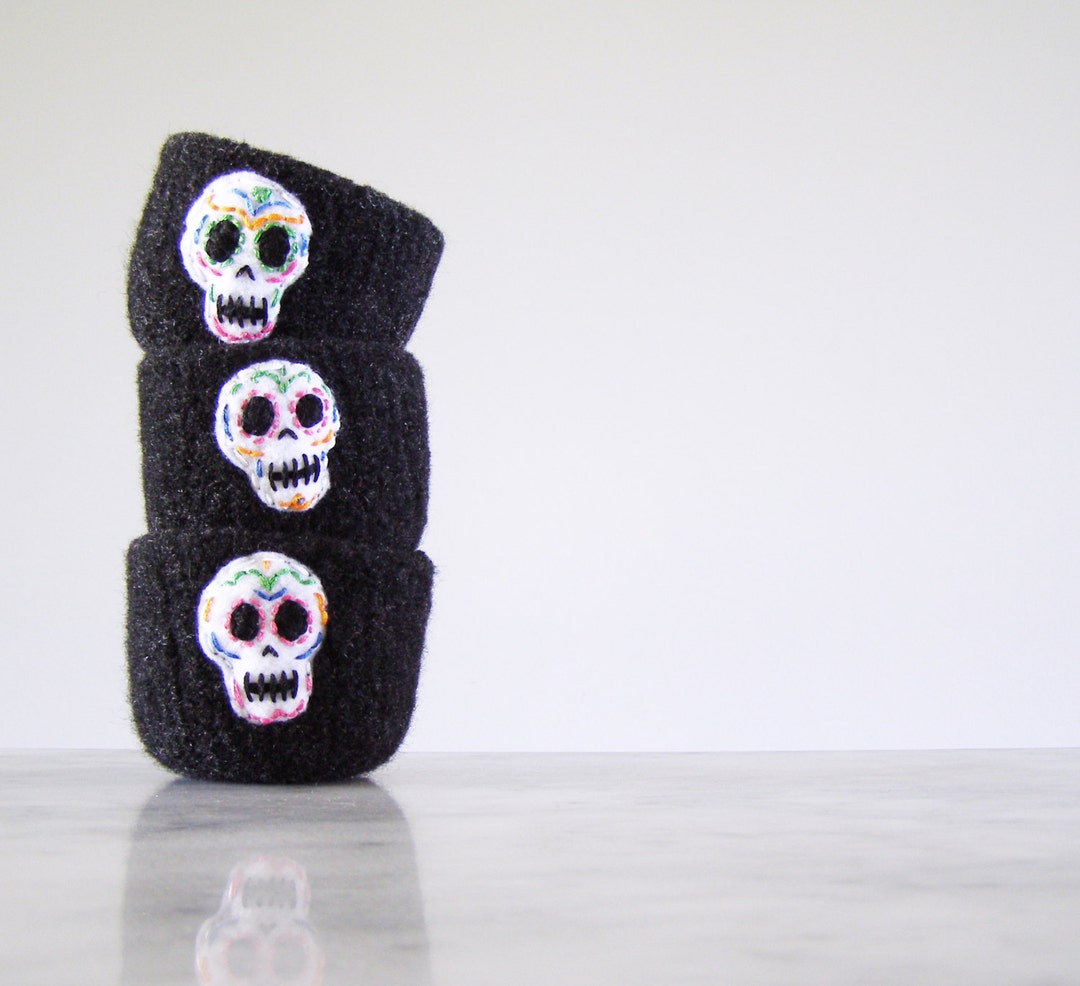 Halloween Sugar Skull Bowl - Felted Wool Bowl With Embroidered Skull ...