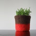 Felted Wool Planter With Waterproof Lining - Tweed Brown and Red ...