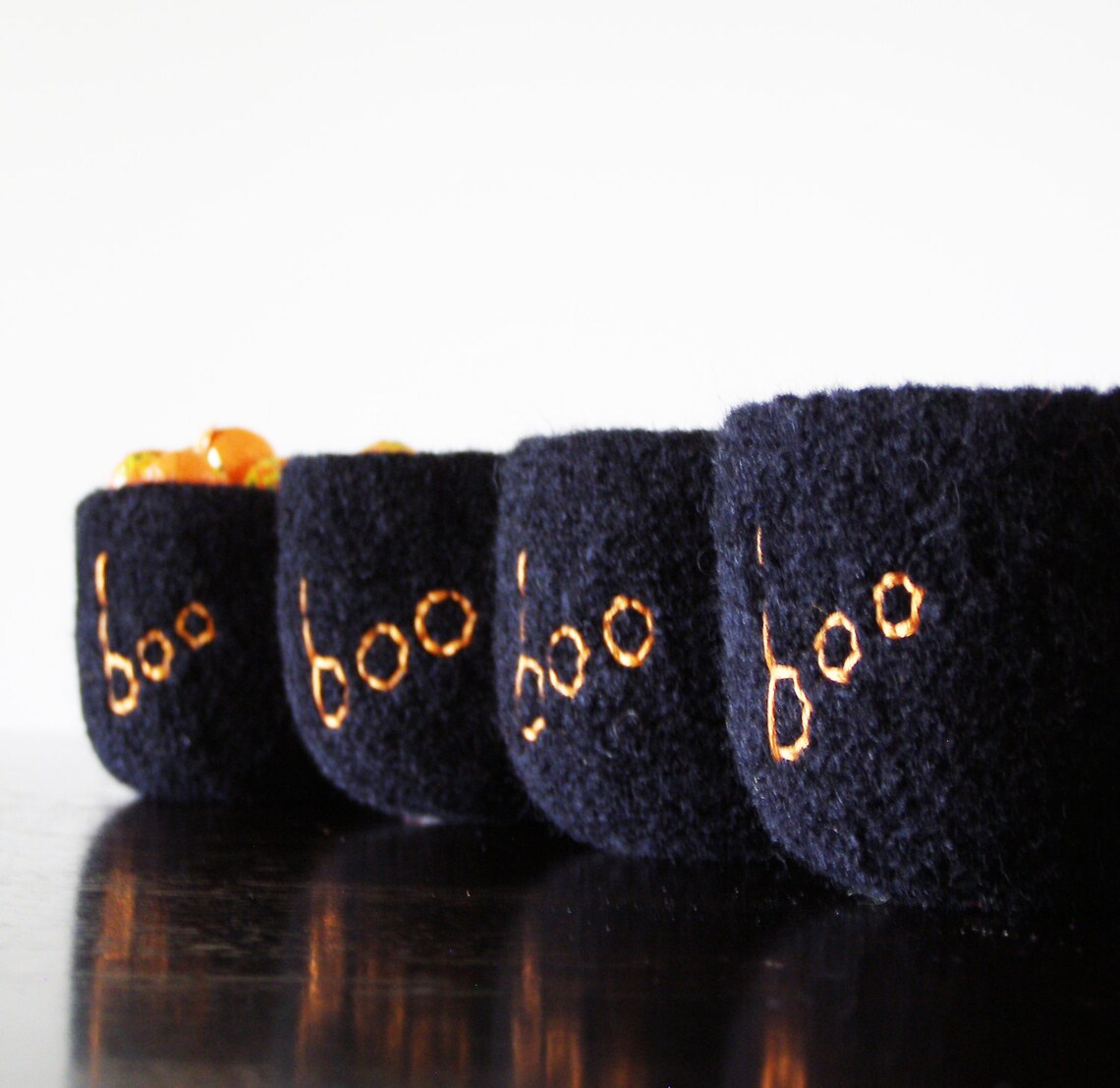 Halloween Boo Bowl Felted Wool Bowl in Black With - Etsy