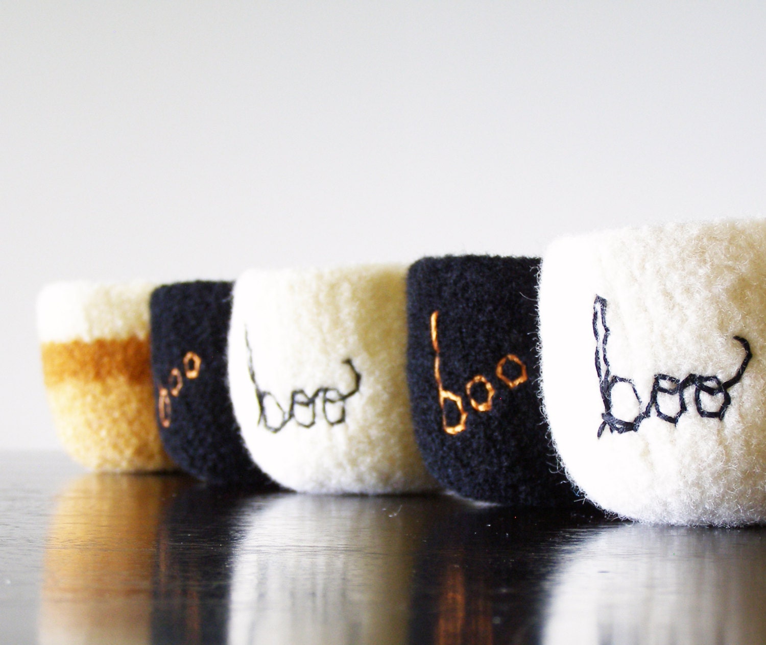 Halloween Boo Bowl Felted Wool Bowl in White With - Etsy