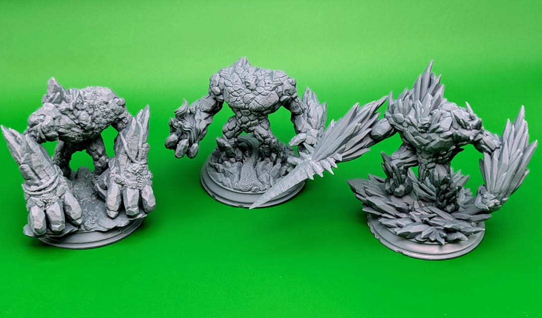 Elemental Golems Unpainted Miniatures Pack of 3 - Etsy