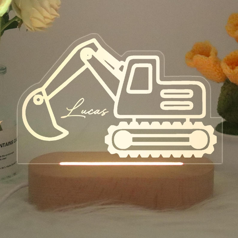Personalised Tractor Night Light, Digger Light, Tractor Light, Nursery ...