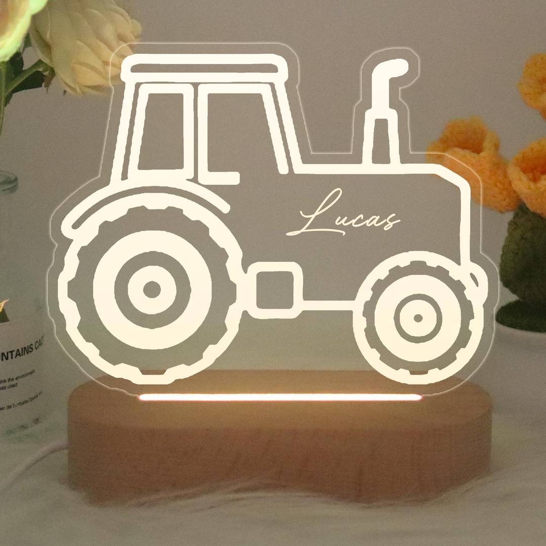 Personalised Tractor Night Light, Digger Light, Tractor Light, Nursery ...