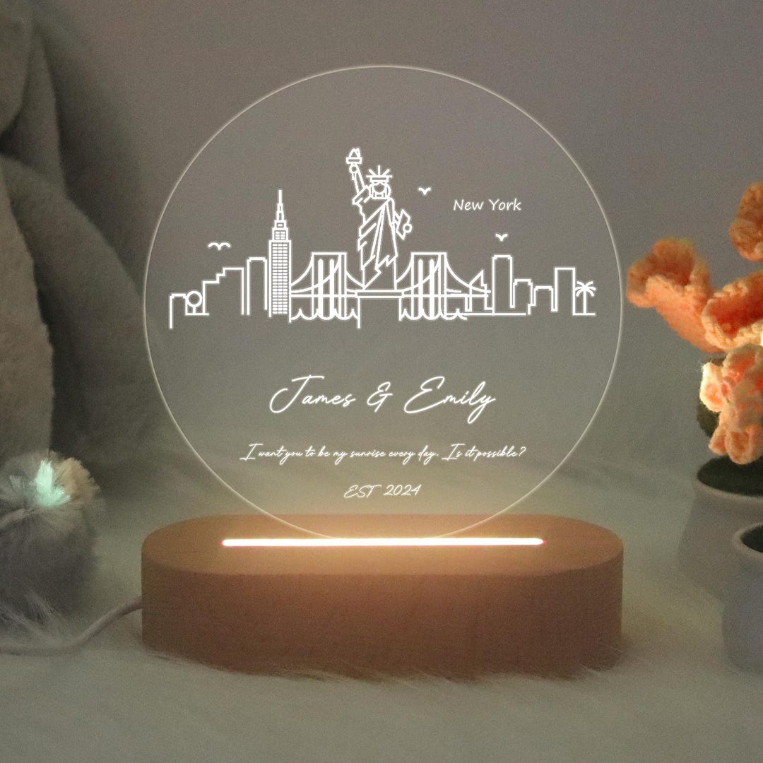 Peronalized Skyline Night Light, Landscape LED Light, Custom City View ...