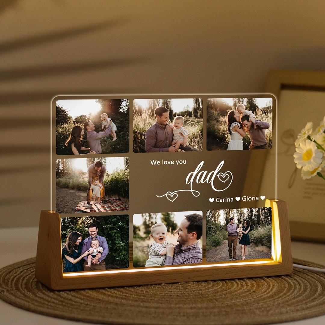 Custom Photo Night Light, Daddy Photo Collage LED Light, Peronalized ...