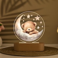 Personalized Teddy Bear With Blocks LED Lamp/night Light / Nursery ...