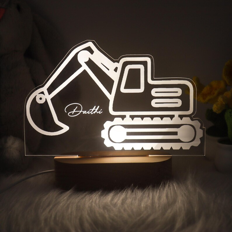 Personalised Tractor Night Light, Digger Light, Tractor Light, Nursery ...