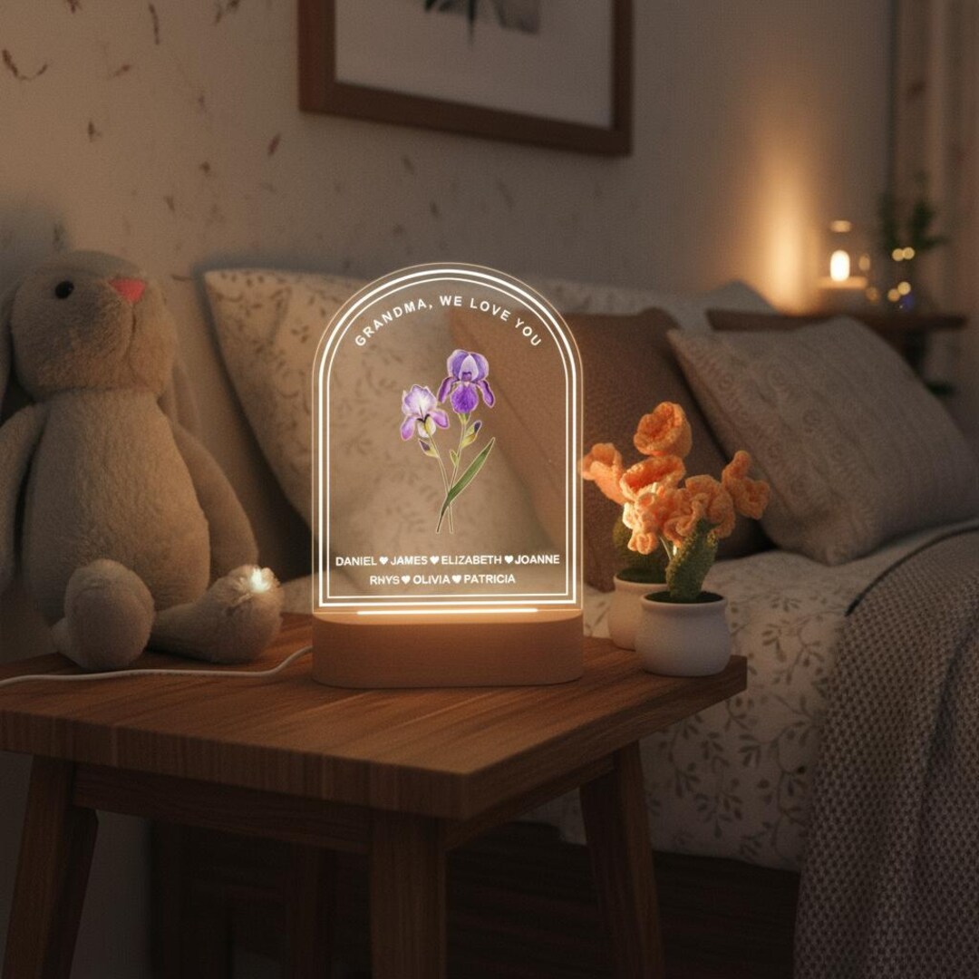 Custom Birth Month Flower Night Light, Personalized Birth Month Flower ...
