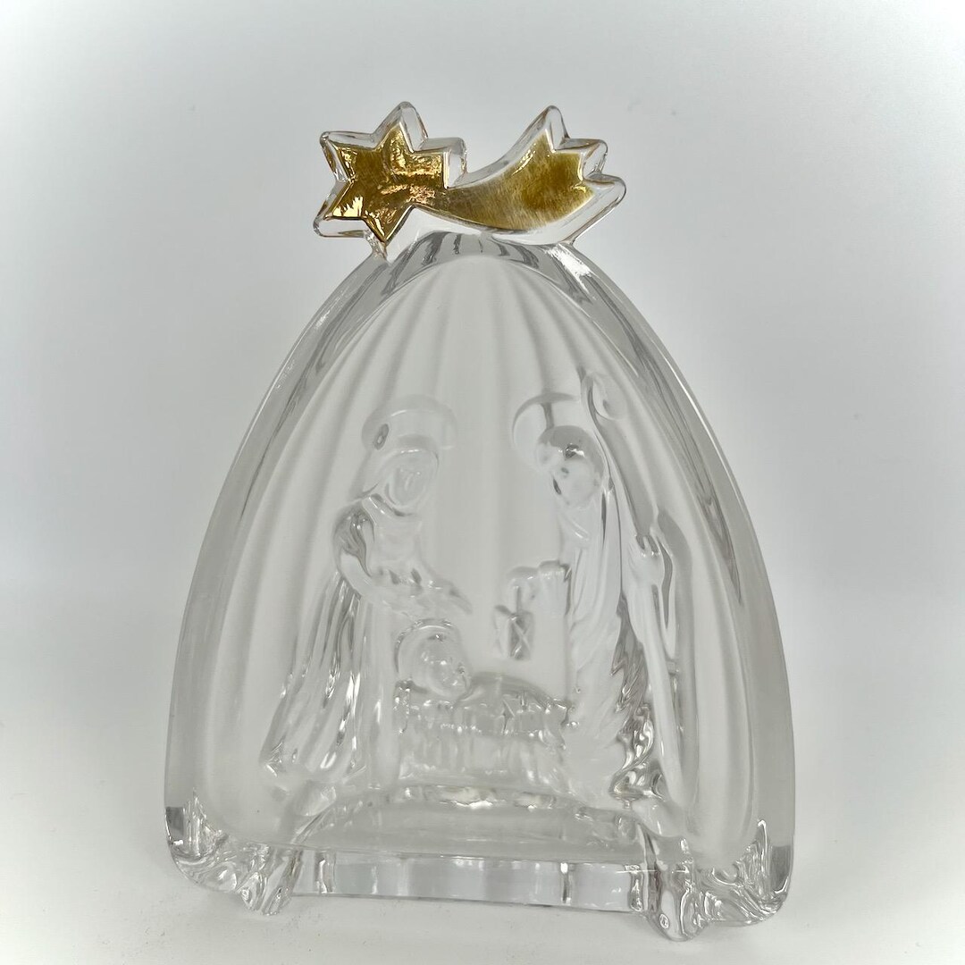 Mikasa Glass Nativity Scene Molded Glass Holy Family With Star ...