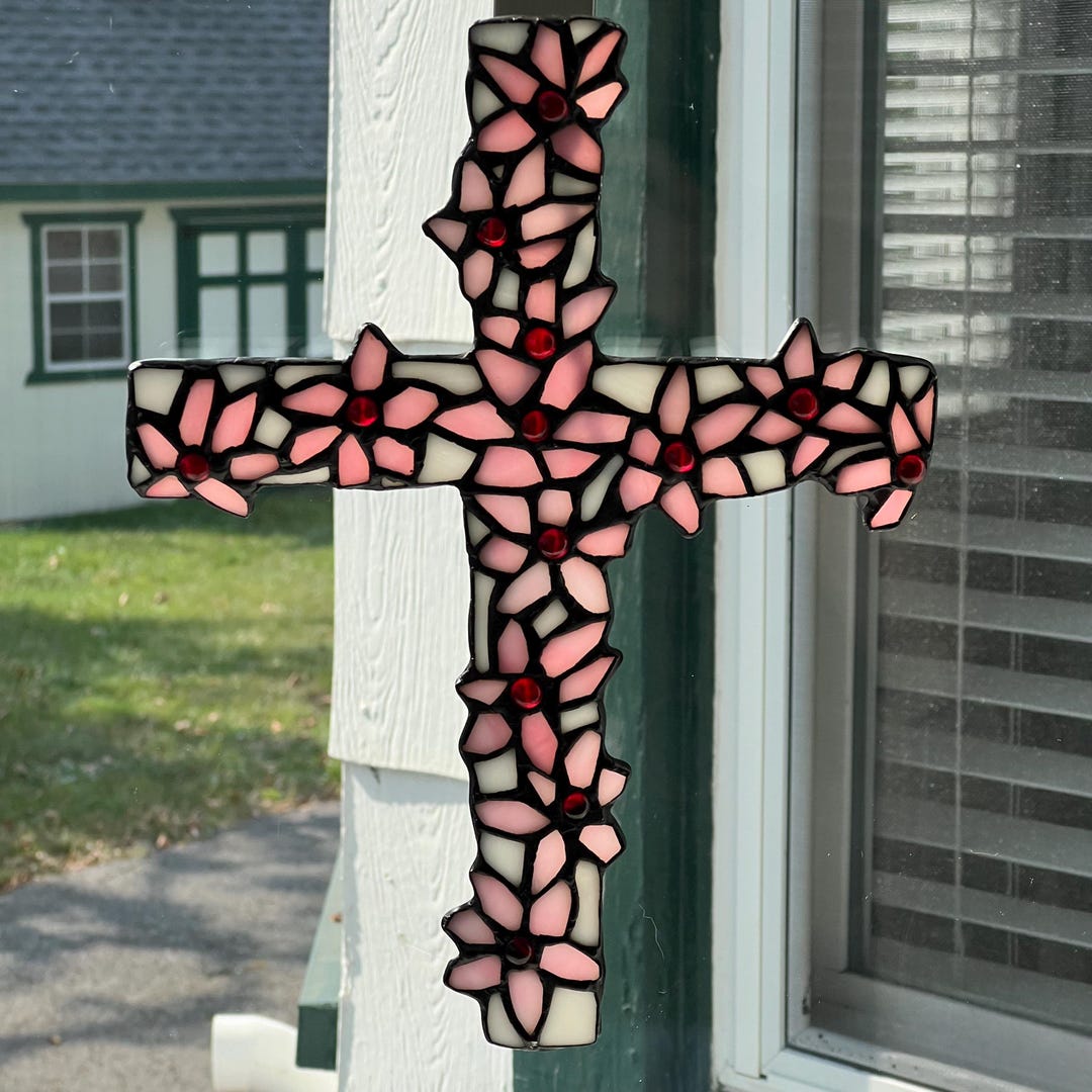 Franklin Mint Vintage Stained Glass Cross Suncatcher - Etsy