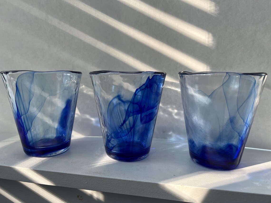 Bormioli Rocco Murano Cobalt Blue Low Ball Glasses Set of 3 - Etsy