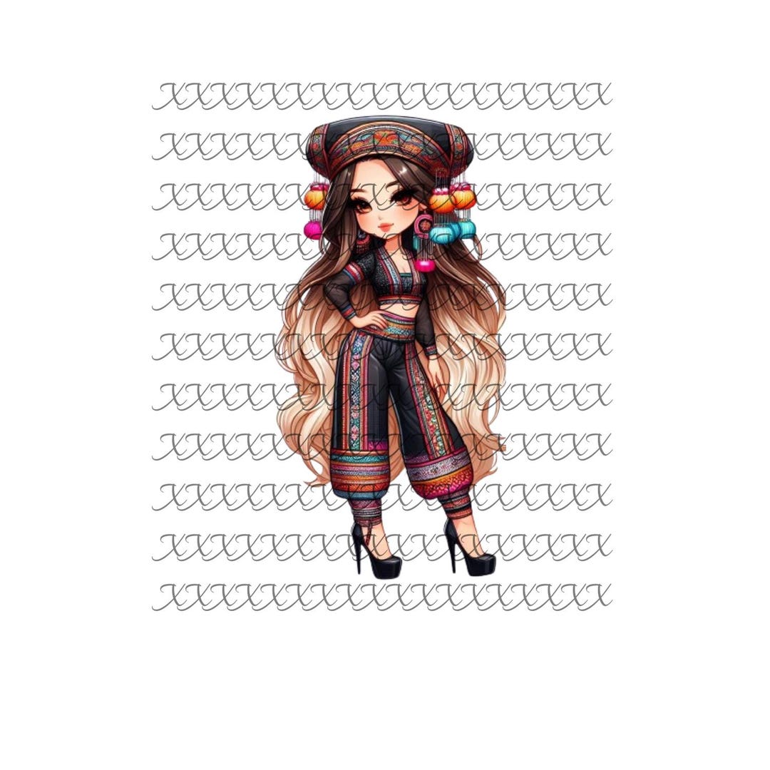 Hmong Asian Chibi, PNG, Hmong Clip Art, Garota Hmong, Mulheres Chibi ...