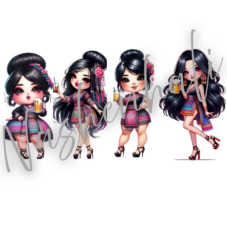Hmong Chibi PNG: Asian Girl Clip Art (digital Download for Sublimation ...