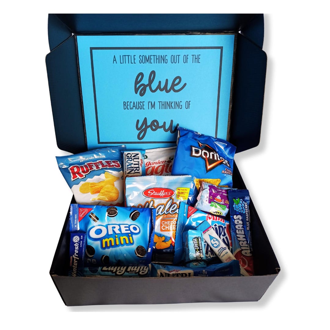 Thinking of You Care Package – Blue-themed Gift Box With Snacks and ...