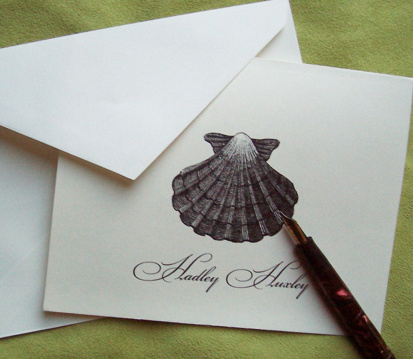 Sea Shell Personalized Note Cards Monogrammed Nautical | Etsy