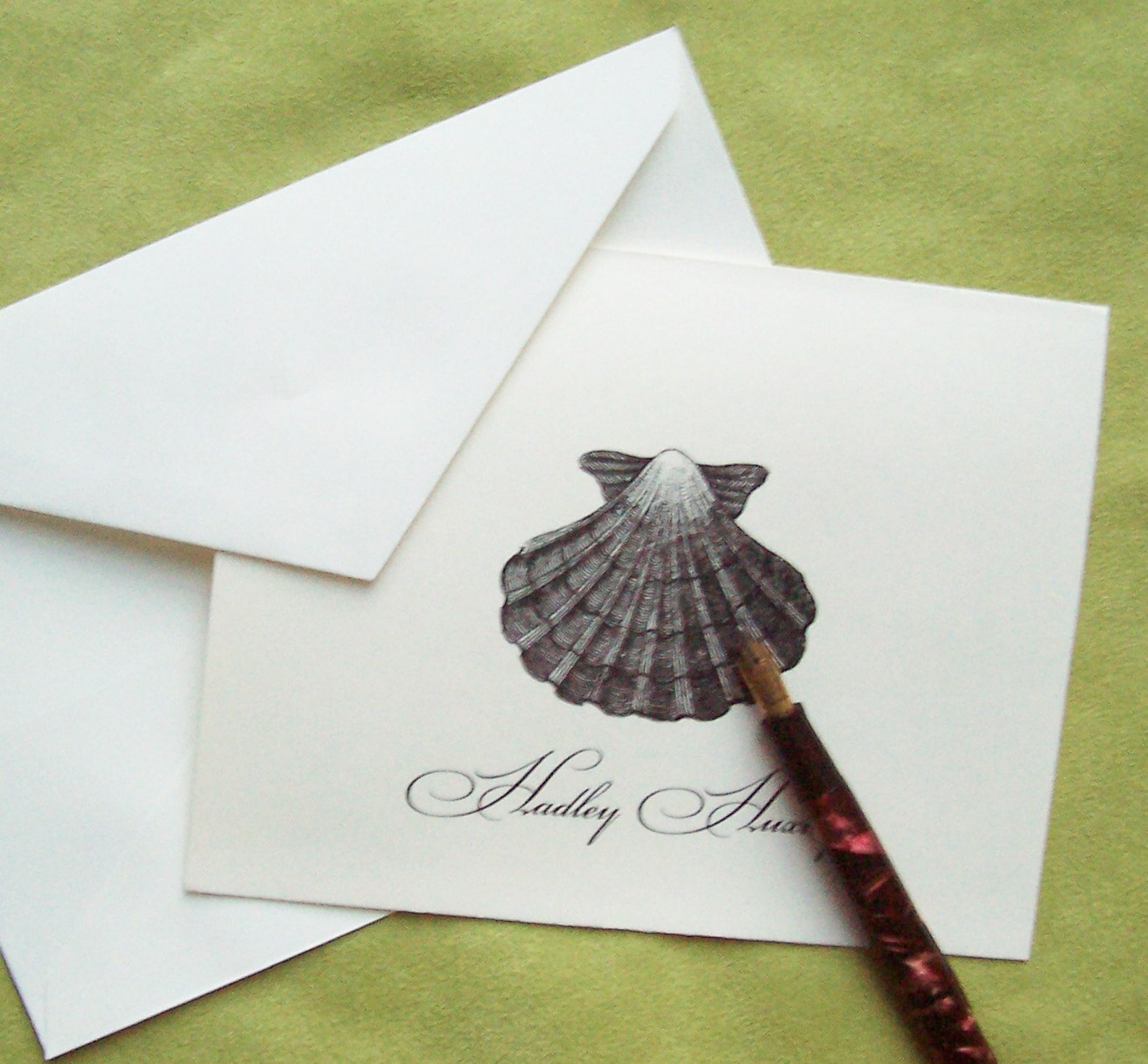 Sea Shell Personalized Note Cards Monogrammed Nautical | Etsy