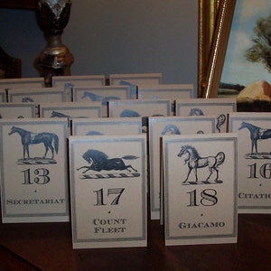 Equestrian Kentucky Derby Table Numbers, Winners Horse Race Cards ...