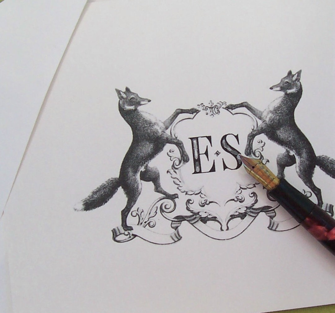 Fox Crest Personalized Notecards Vintage Inspired English Heraldic Note ...