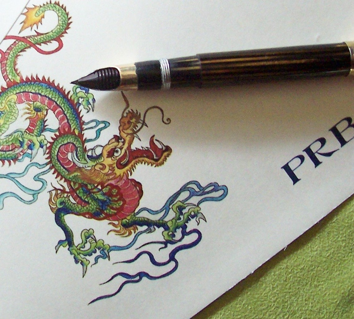 Personalized Dragon Notecards, Asian Chinese Note Cards, Monogrammed ...