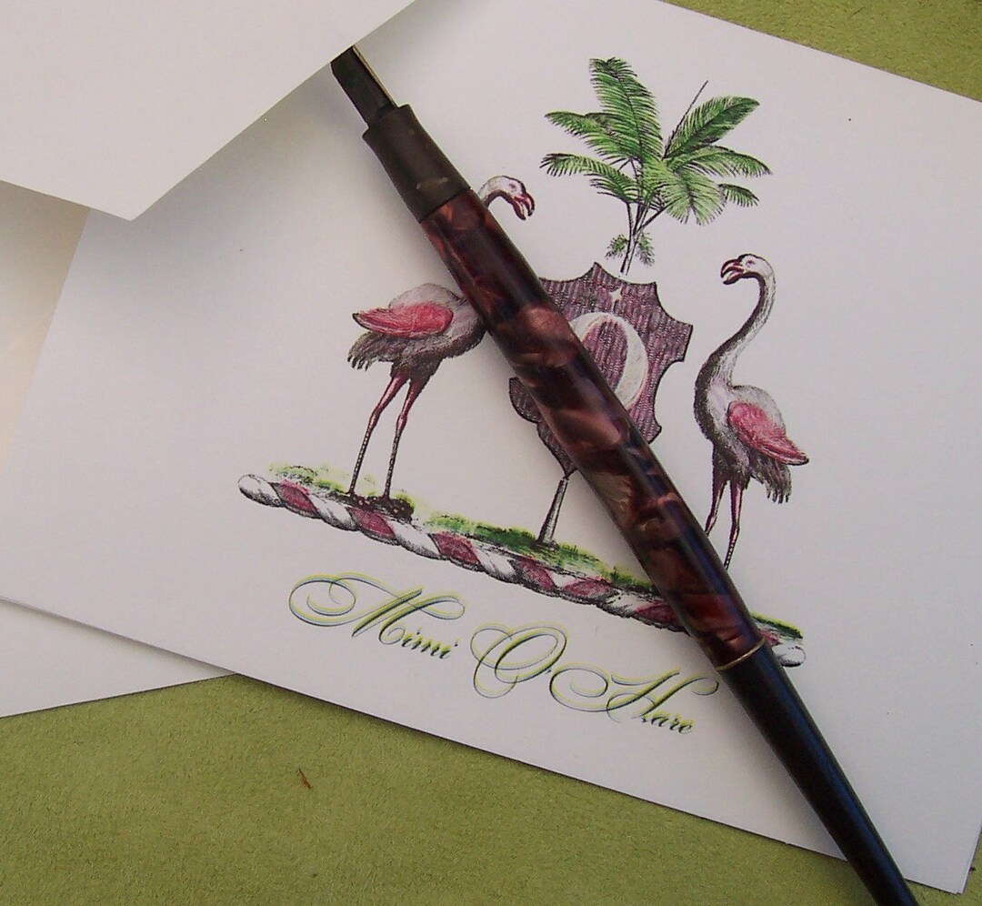 Flamingo Crest Personalized Notecards, Palm Beach Note Card ...