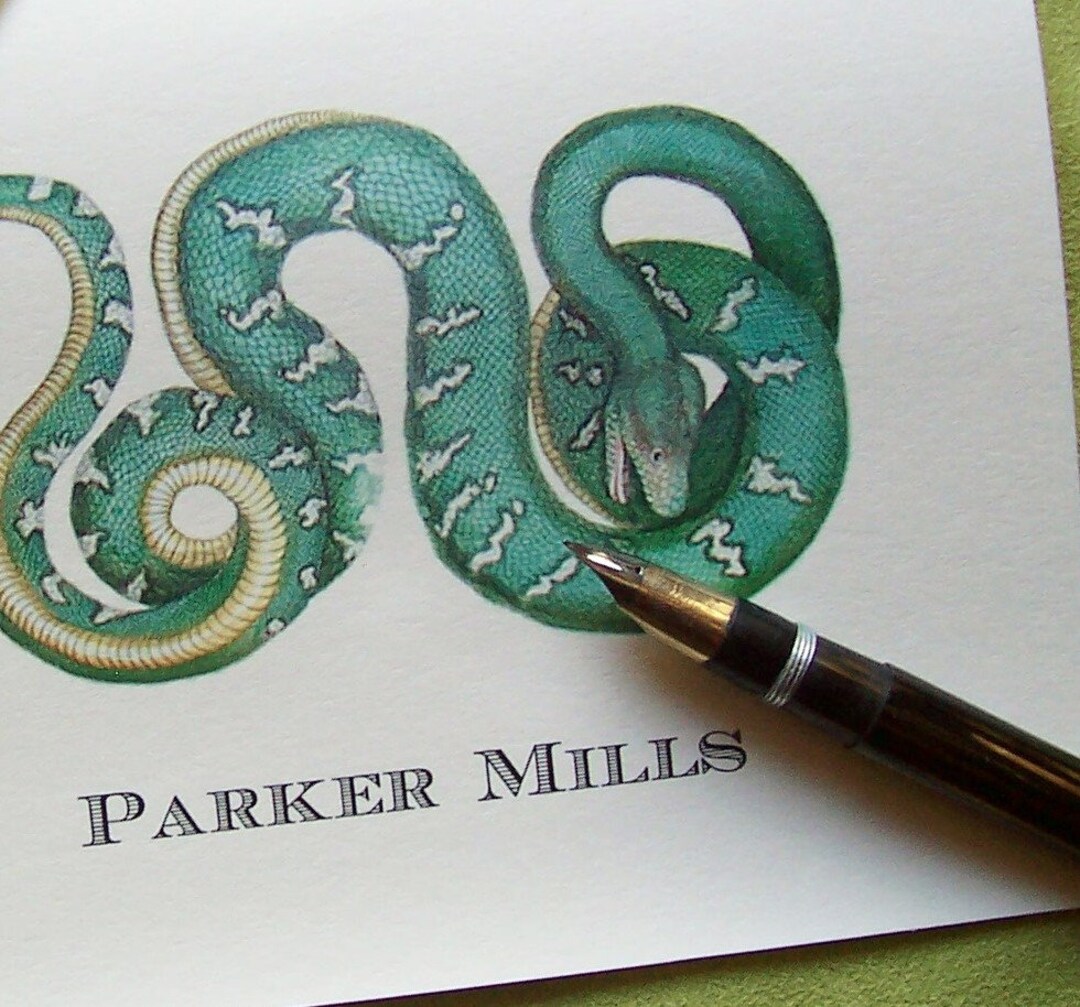 Personalized Snake Notecard, Monogram Dog Head Green Snake Note Cards ...