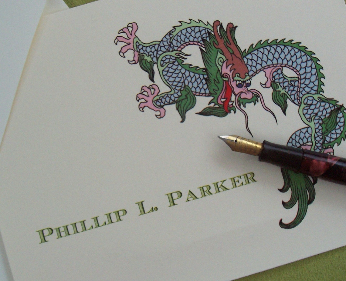 Personalized Dragon Notecards, Asian Chinese Note Cards, Monogrammed ...