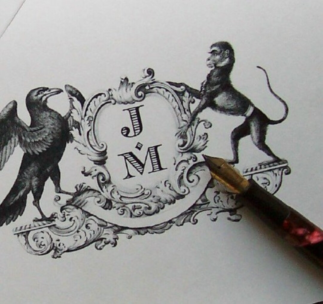 Personalized Monkey Crow Bird Note Cards, Monogrammed Stationery ...