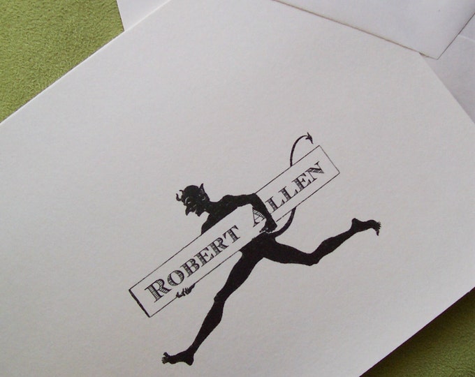 Cheeky Devil Personalized Note Cards, Monogrammed Mens Stationery ...
