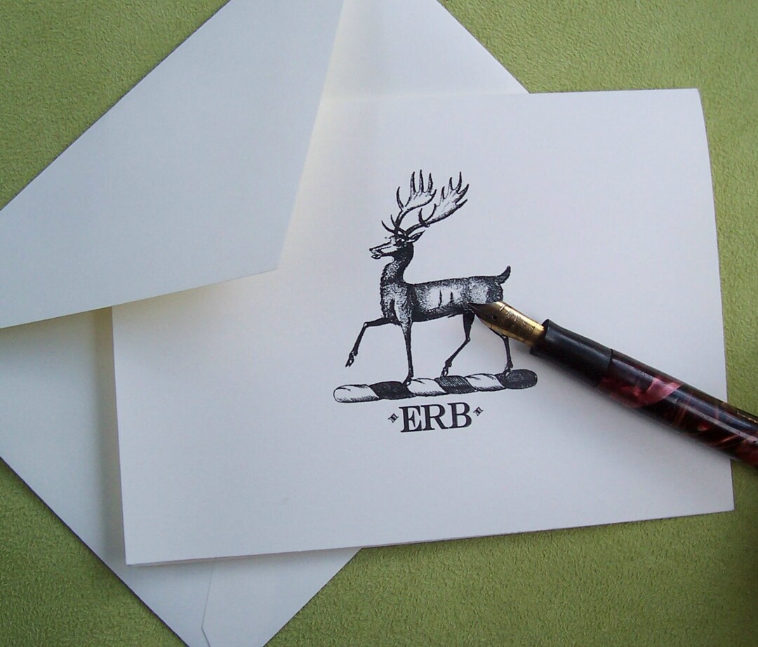 Deer Stag Elk Personalized Notecards. Monogrammed Deer Note Cards, Stag ...