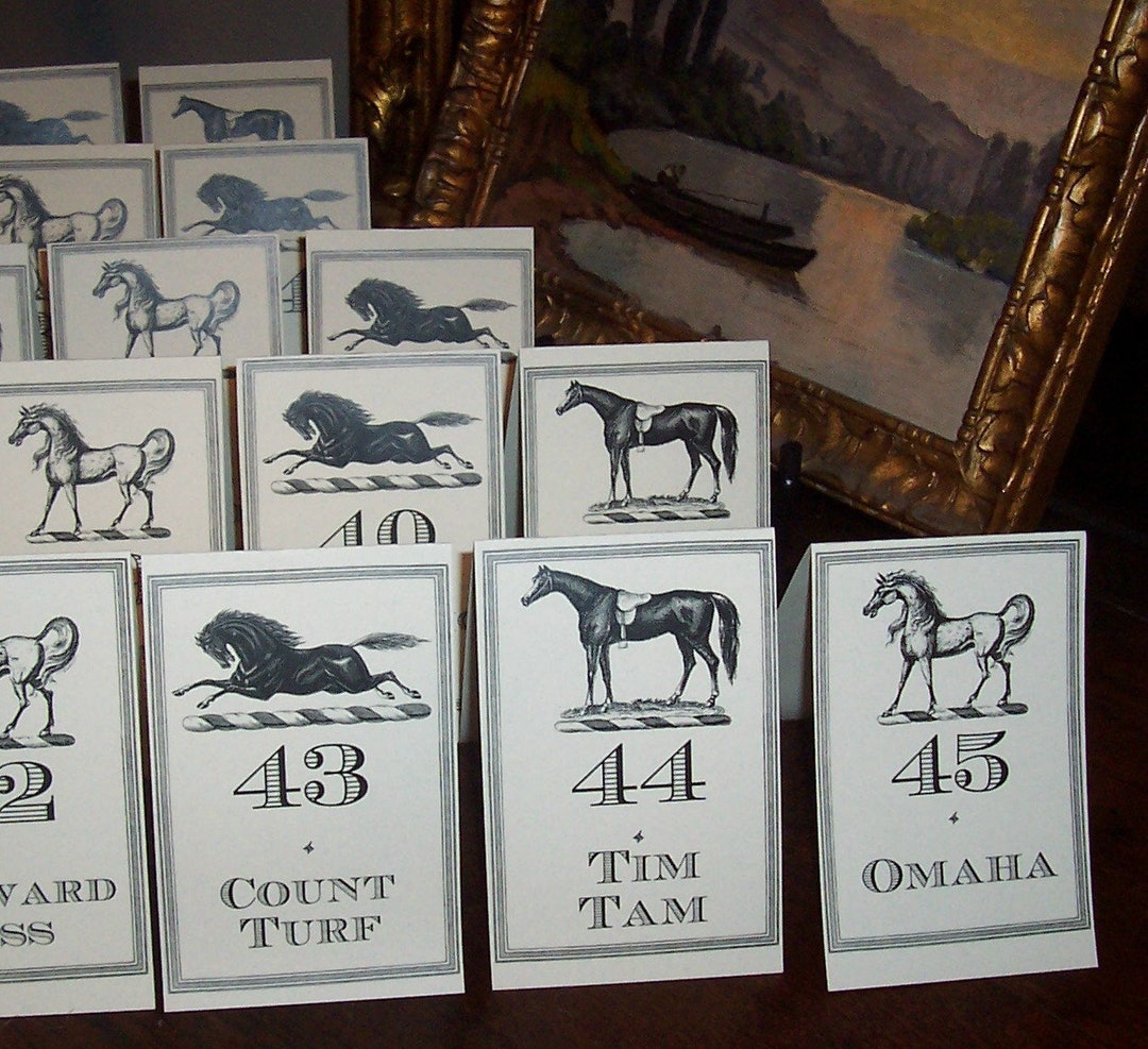Equestrian Kentucky Derby Table Numbers, Winners Horse Race Cards ...