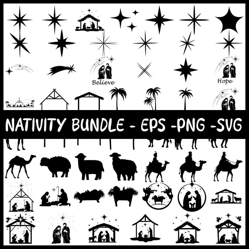 Nativity SVG, Nativity Scene Clipart, Nativity SVG Bundle, Nativity Svg ...