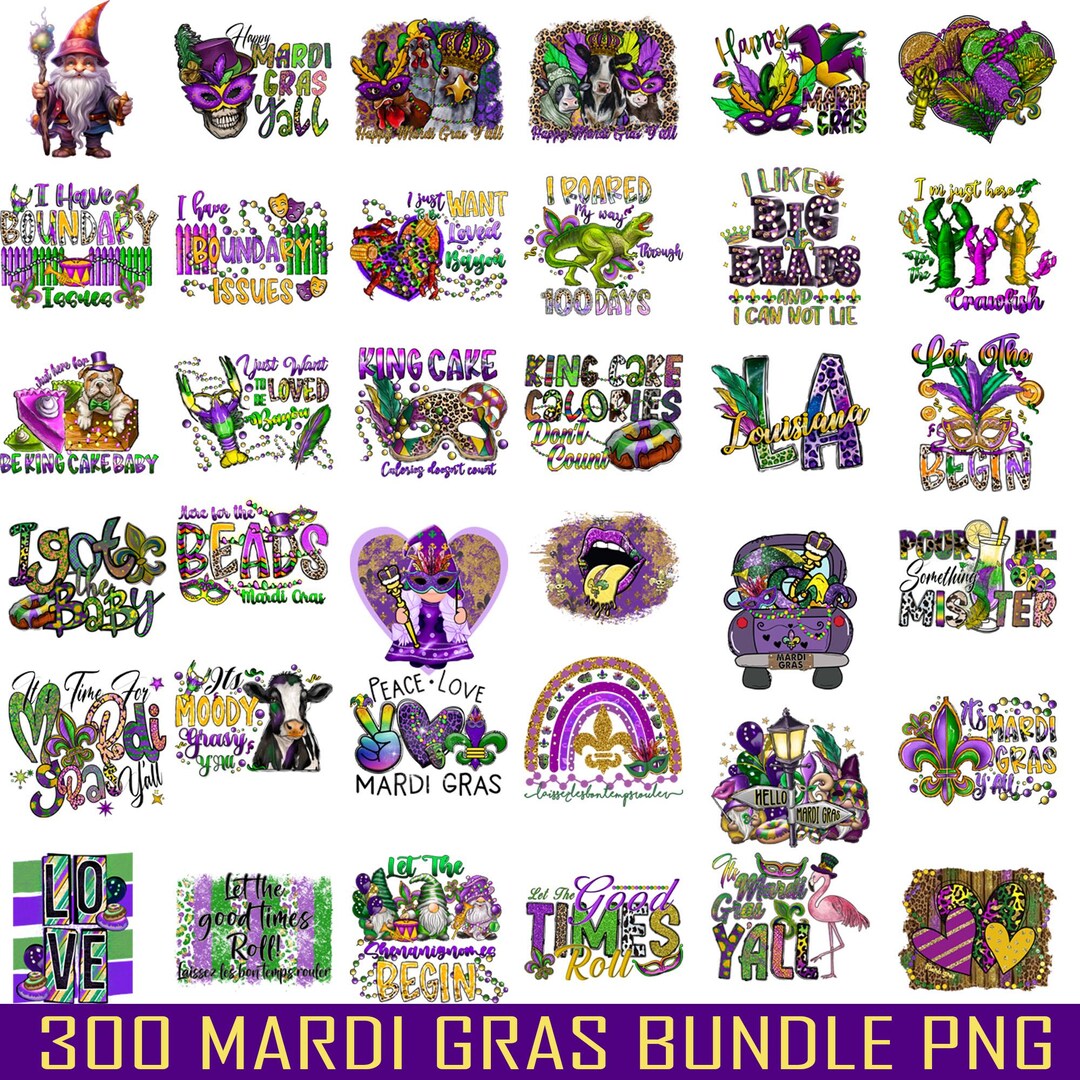 Mega Bundle 300 Mardi Gras Png Sublimation Design, Happy Mardi Gras Png ...
