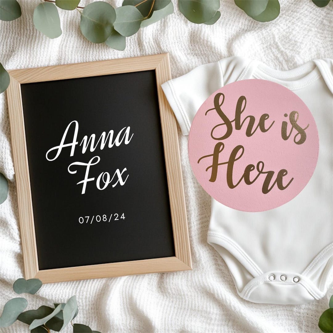 She is Here Round Sign - Etsy