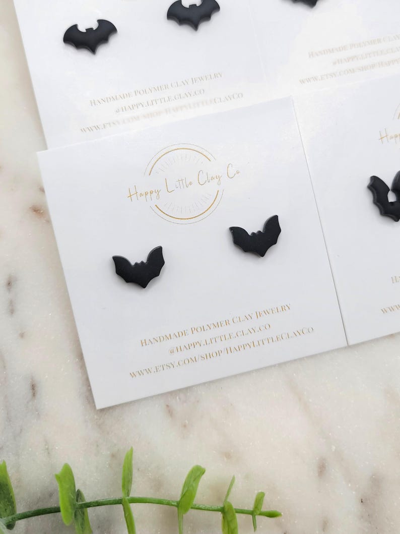 Mini Flying Bats Clay Stud Earrings | Cute Halloween Earrings | Spooky ...