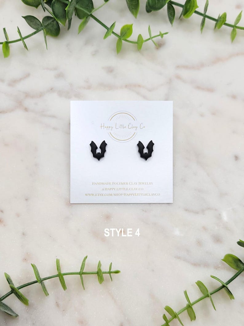 Mini Flying Bats Clay Stud Earrings | Cute Halloween Earrings | Spooky ...