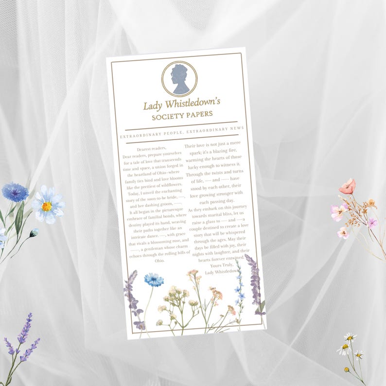 Bridgerton Themed Stationary Template for Weddings/bridal Showers/ Tea ...