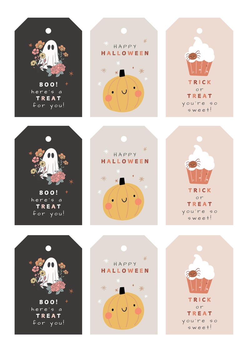 Pastel Halloween Gift Tags – Printable Treat Labels (digital Download ...