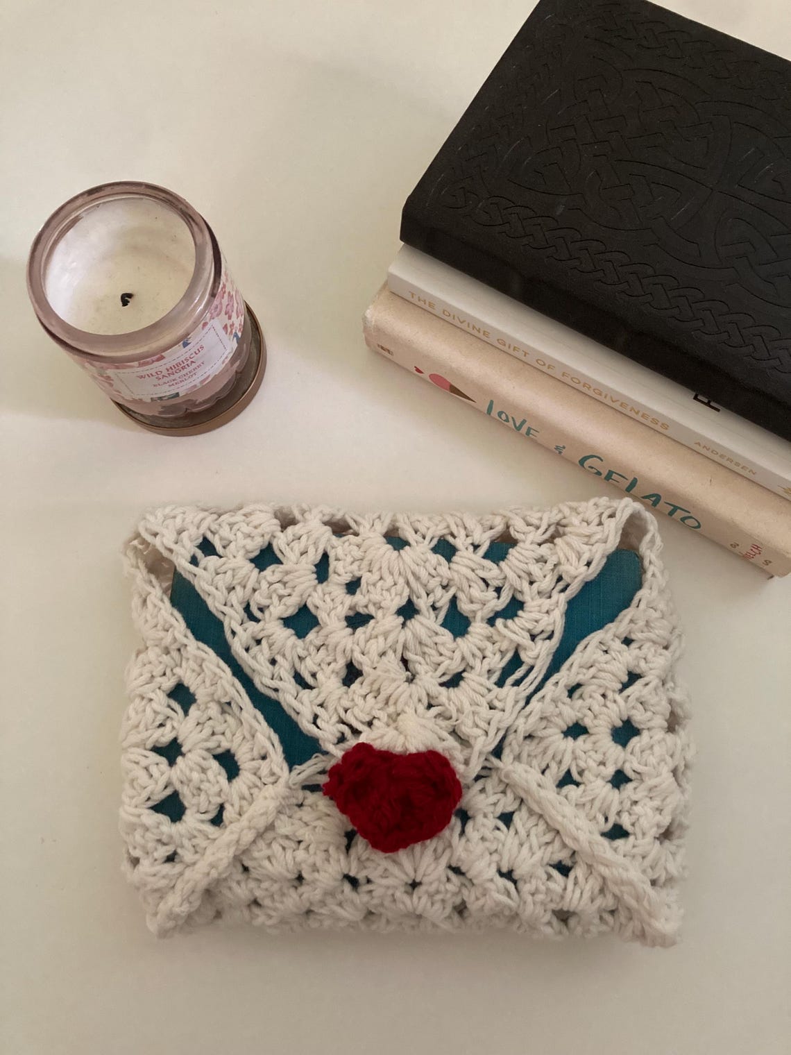 Crochet Heart Envelope Book Cover - Etsy