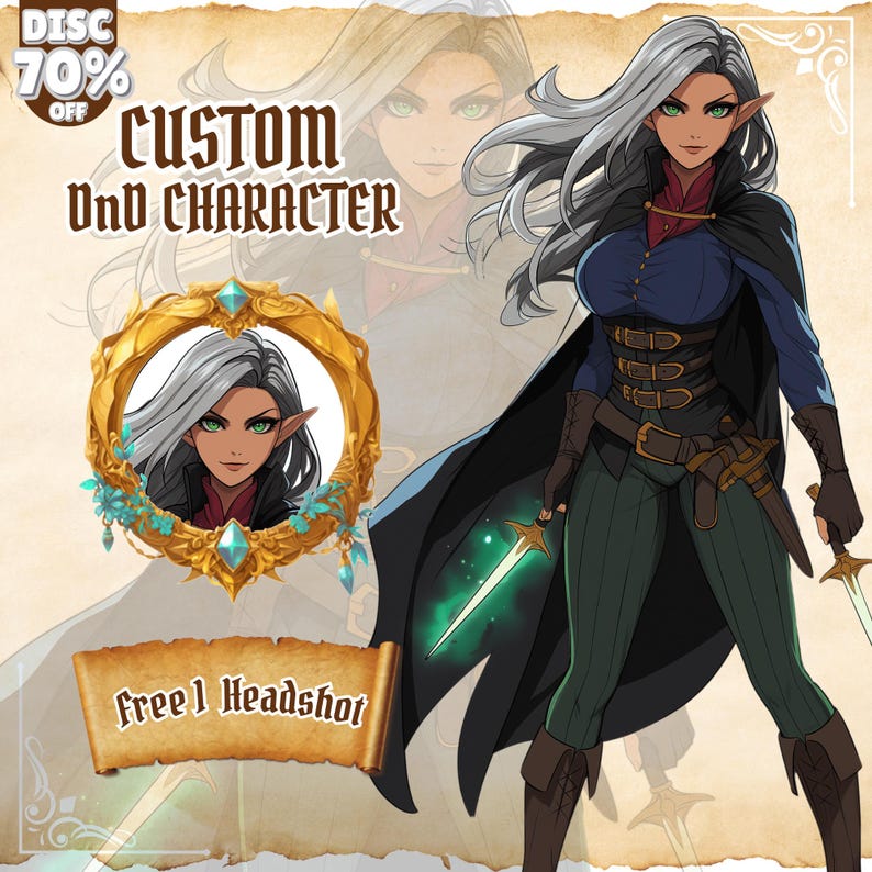 Ustom Dnd Character Illustration – Personalized Fantasy Portrait for ...